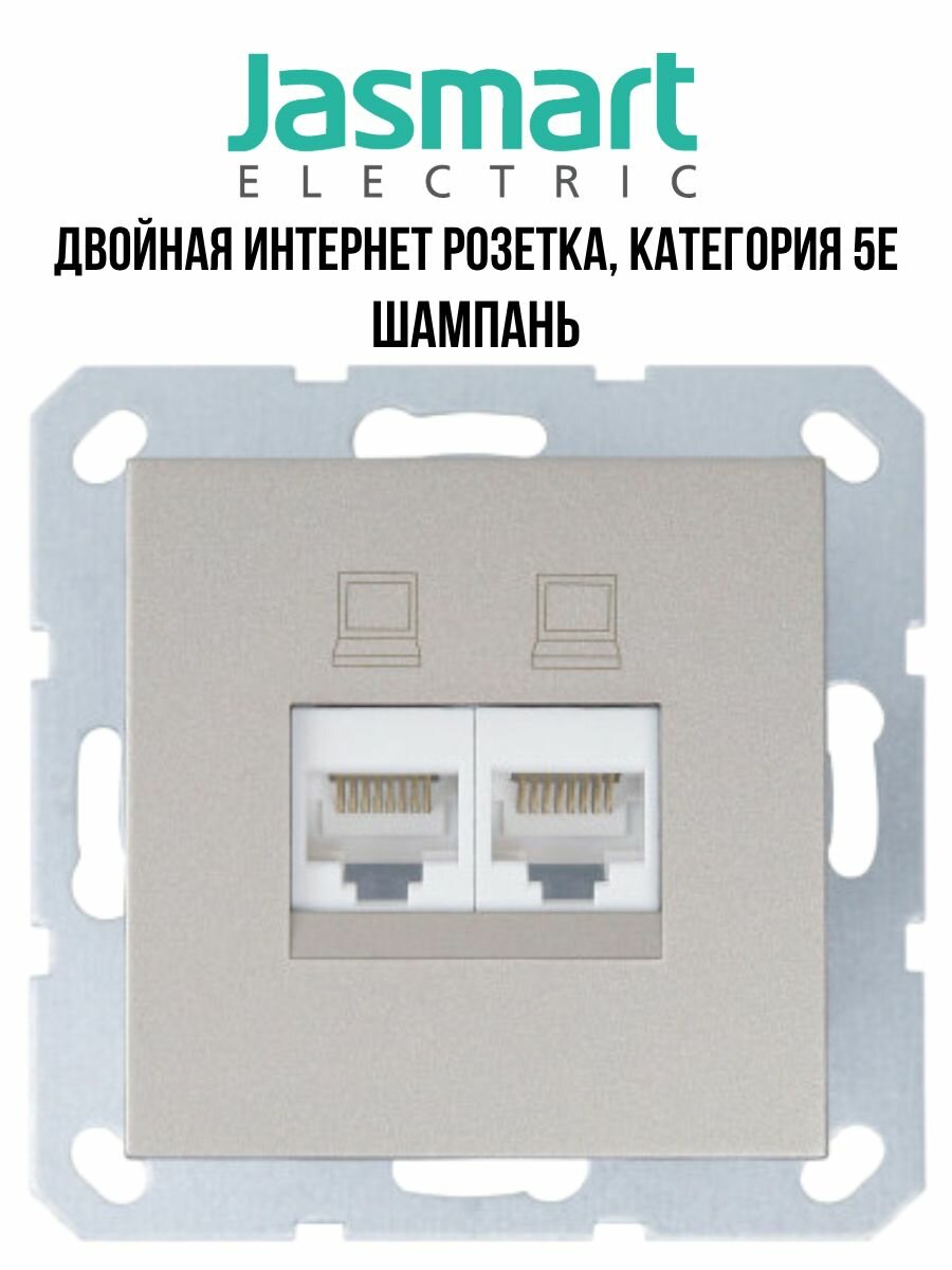 Интернет-розетка RJ45 категория 5е с накладкой jasmart