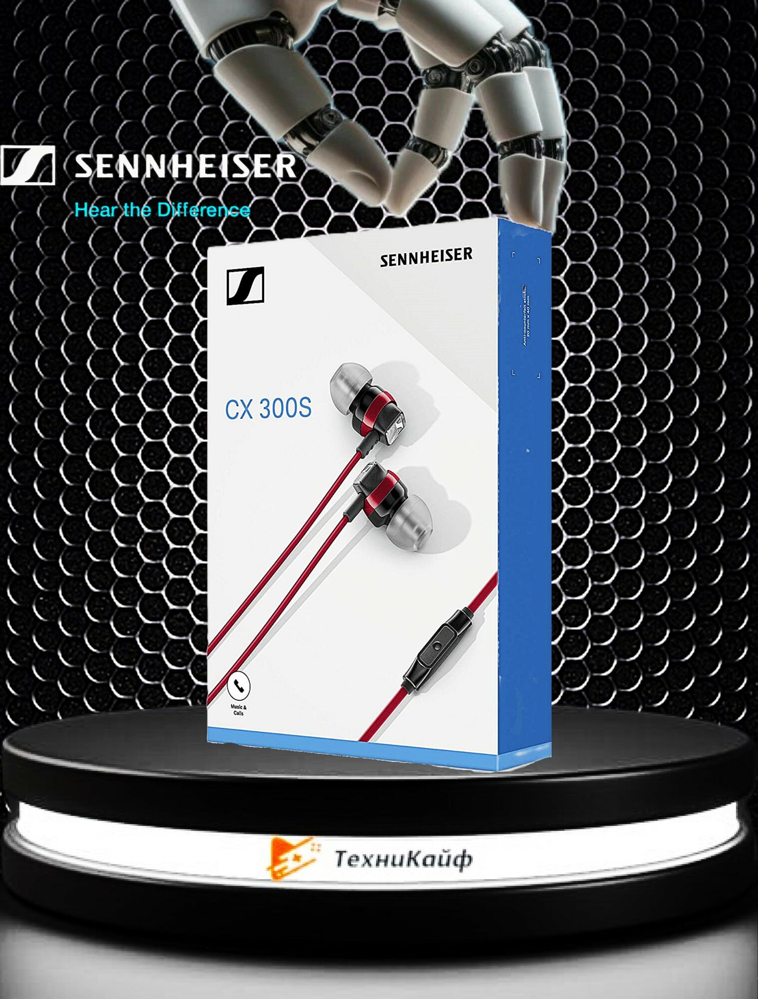 Наушники SENNHEISER CX 300S проводные внутриканальные с гарнитурой и кнопкой для ответа. mini jack 3.5mm. красный/red