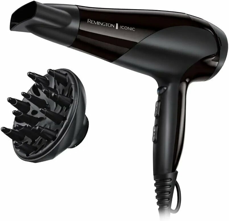Remington Фен для волос Ionic, 2200 Вт 2200 Вт, скоростей 3, черно-серый