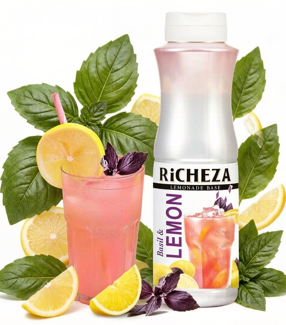 Основа для напитка пряная RICHEZA Базилик-Лимон 1л