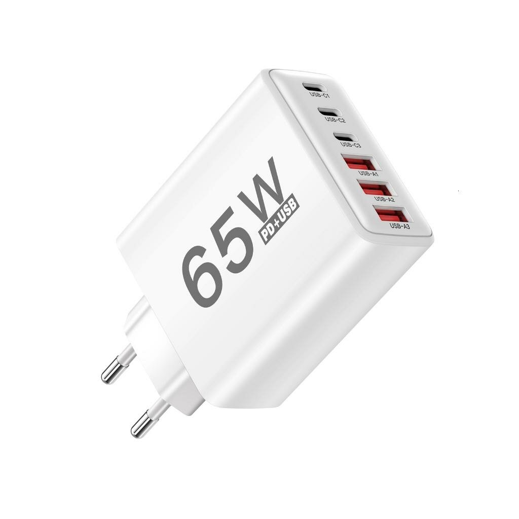 Быстрое зарядное устройство USB-C 65 Вт, Белый - EU