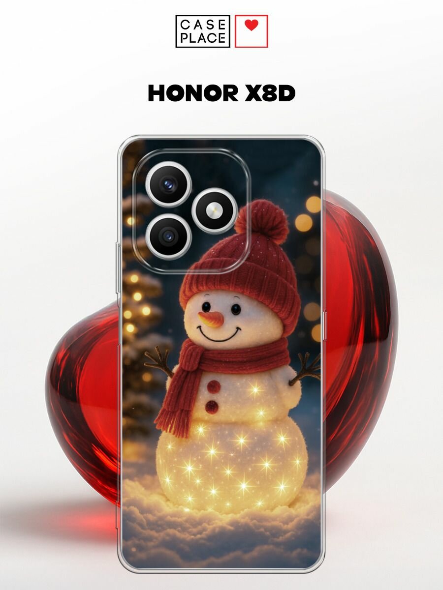 Силиконовый чехол на Honor X8d / Хонор X8d с принтом Маленький снеговик