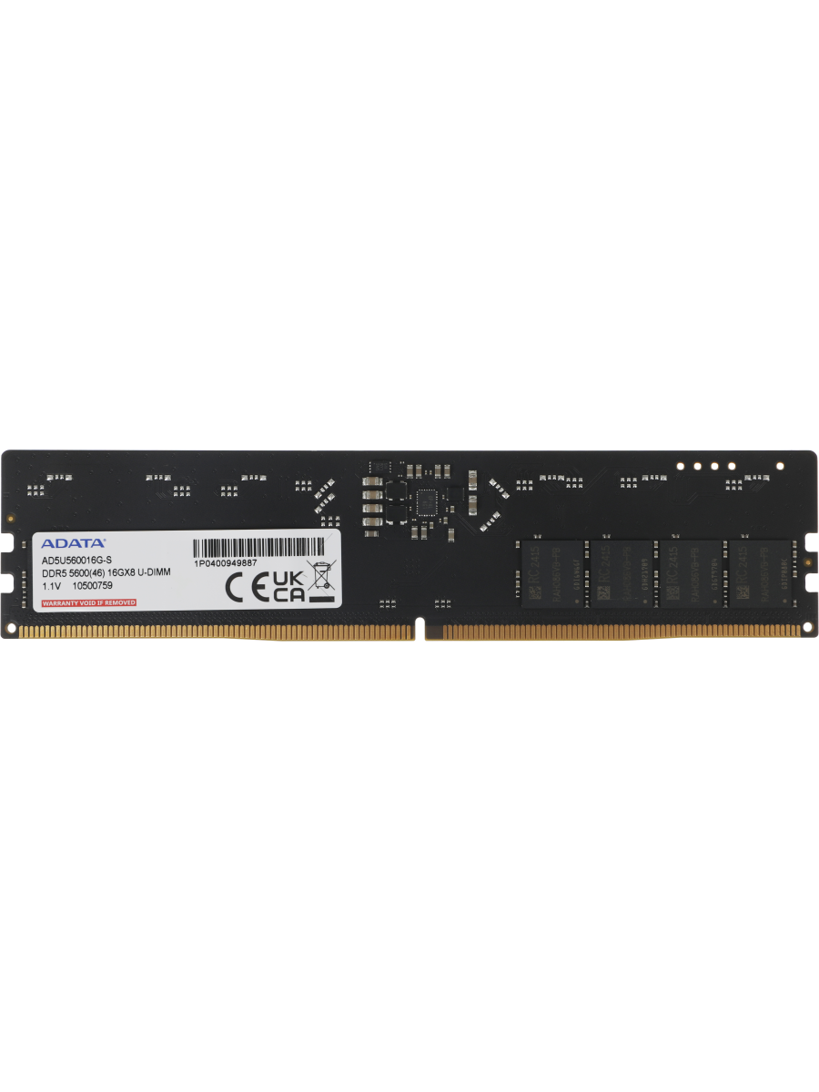 Память DDR5 16GB 5600MHz A-Data AD5U560016G-S RTL PC5-44800 CL46 DIMM 288-pin 1.1В single rank RTL
