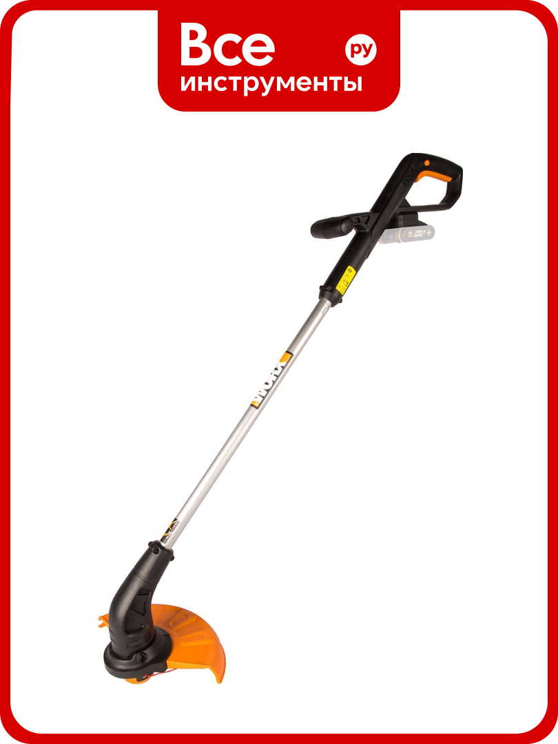 Триммер WORX WG157E.9, Li-Ion, 20В, леска, кромкорез, D-образная рукоятка
