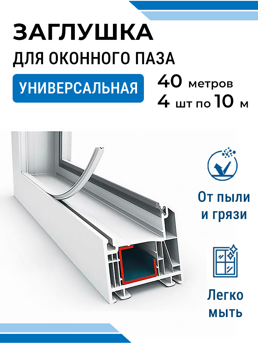 Лот 4 шт по 10 метров: Антипылевая заглушка оконного паза