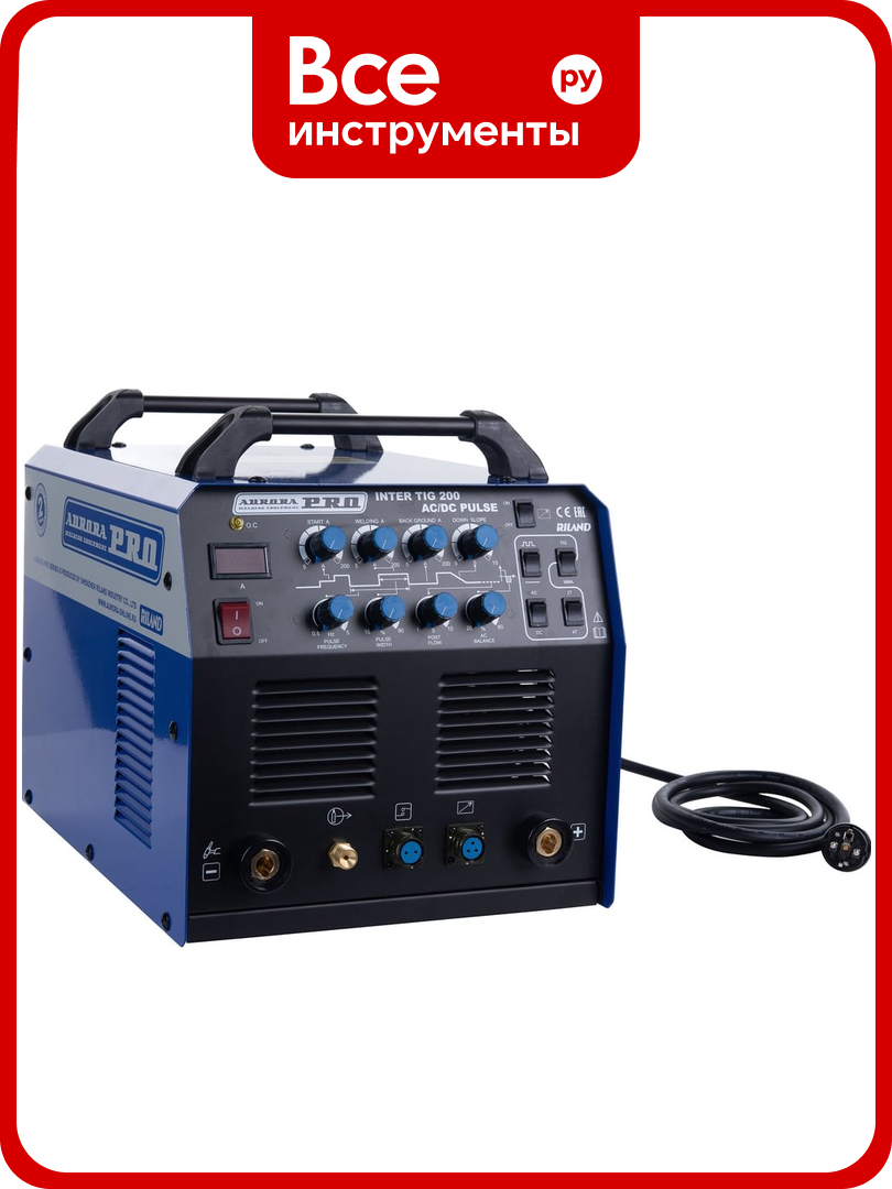 Аргонодуговой сварочный инвертор Aurora PRO INTER TIG 200 AC/DC PULSE Mosfet 10052, Время затухания дуги - 0-15 секунд