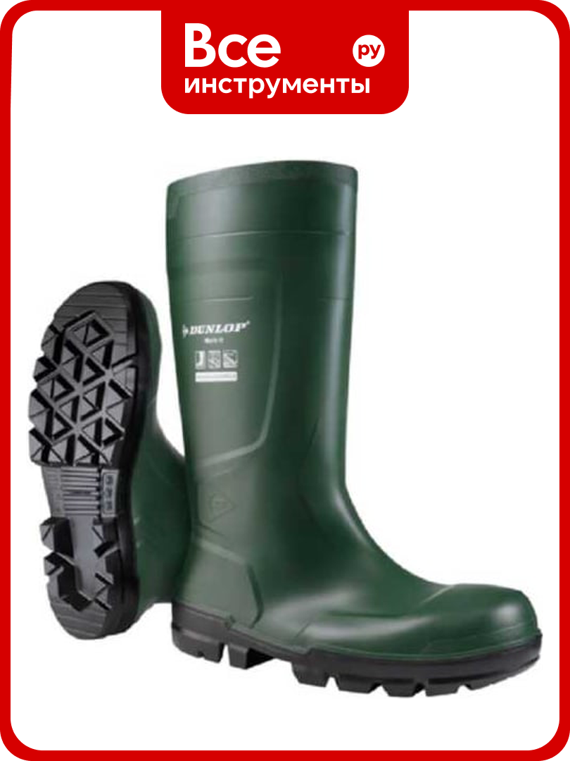 Сапоги DUNLOP WORK IT SR защитные, материал ПВХ, защита от проколов, химических веществ и электроразрядов
