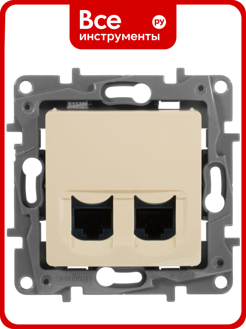 Розетка Legrand компьютерная двойная RJ45 категория 5e UTP Legrand Etika слоновая кость