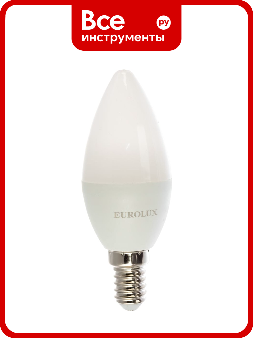 Светодиодная лампа Eurolux LL-E-C37-5W-230-4K-E14 /свеча, 5Вт, нейтр, Е14/ 76/2/3