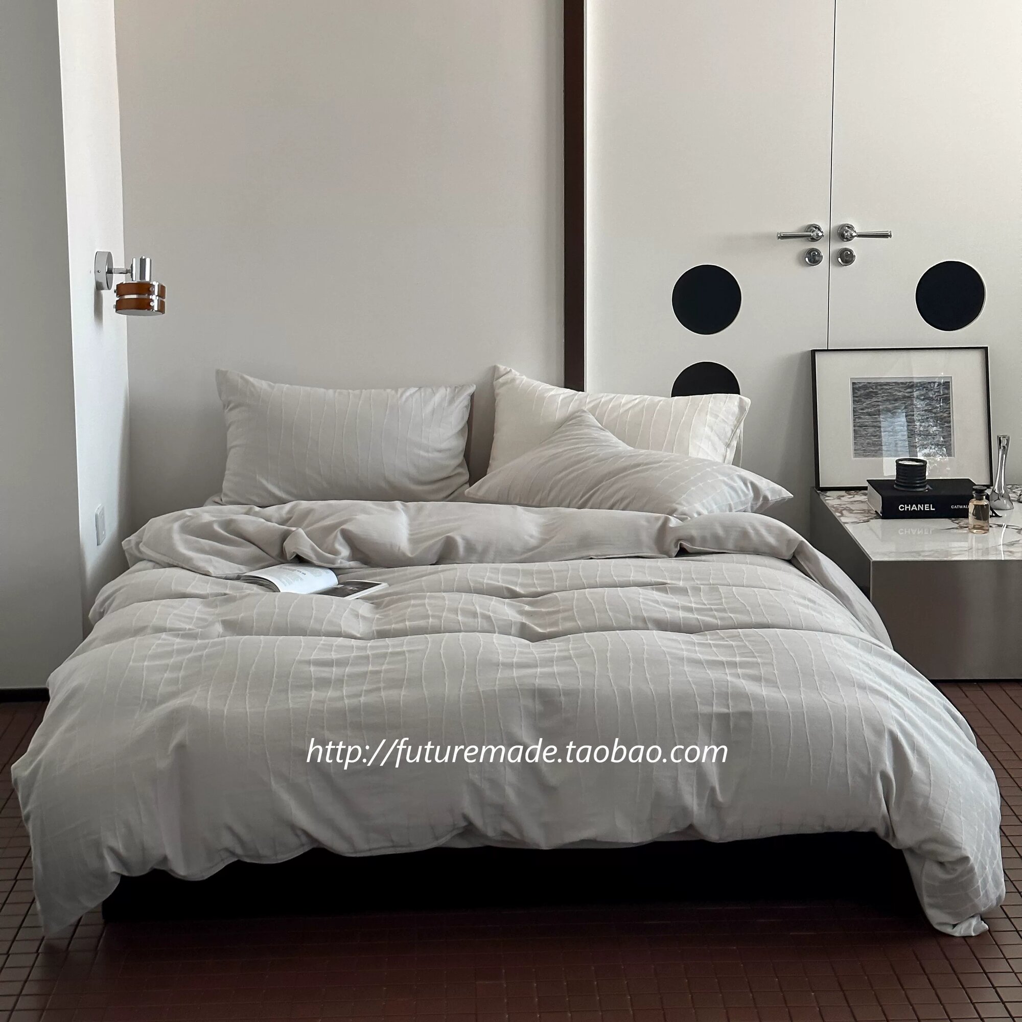 High-End Minimalist Wabi-Sabi Style~ Retro Solid Color 60-Count Washed Jacquard Cotton Four-Piece Bedding Set for