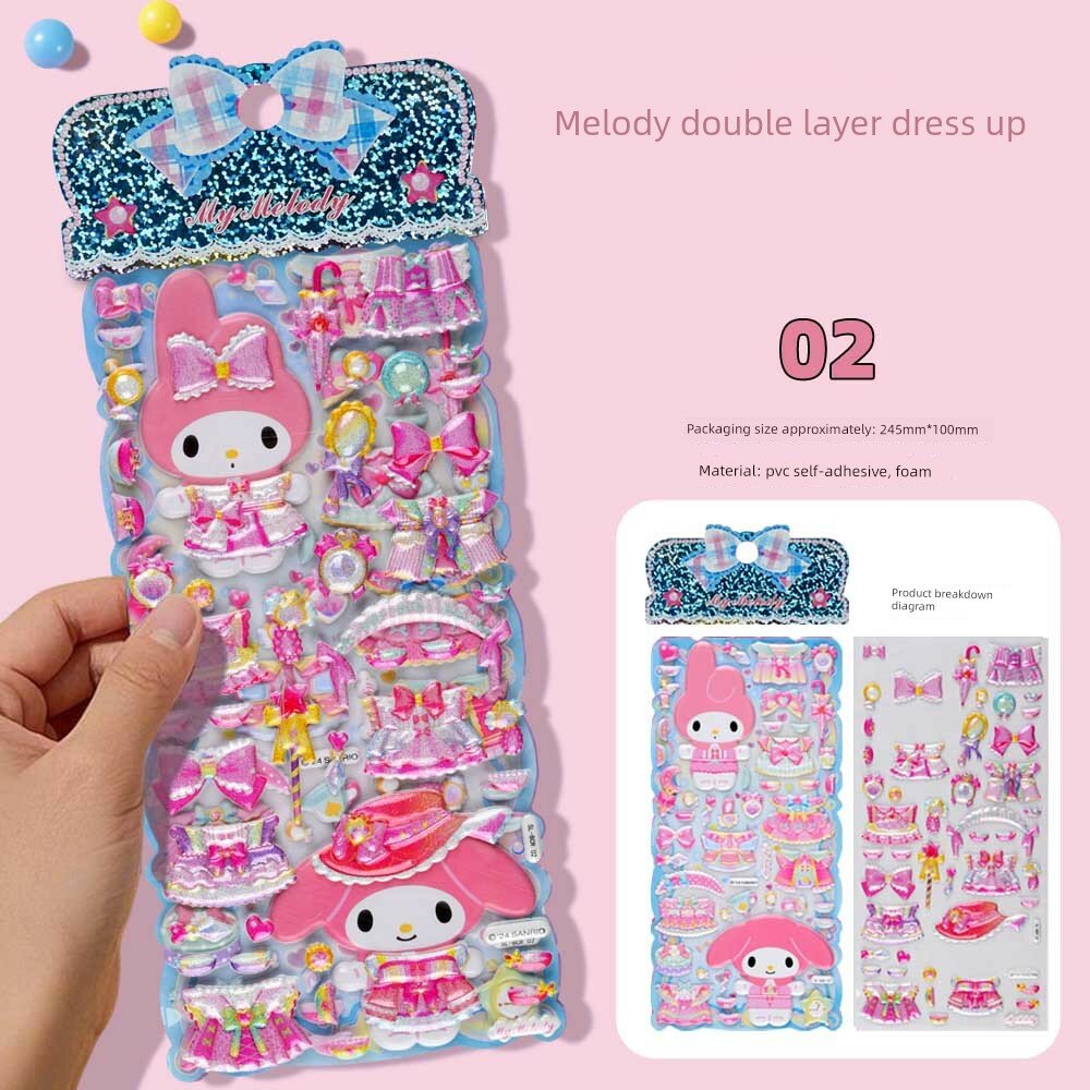 Набор стикеров с двойной слоевой одеждой Май Мелоди дизайн BCR02 для детей, 1 шт в комплекте