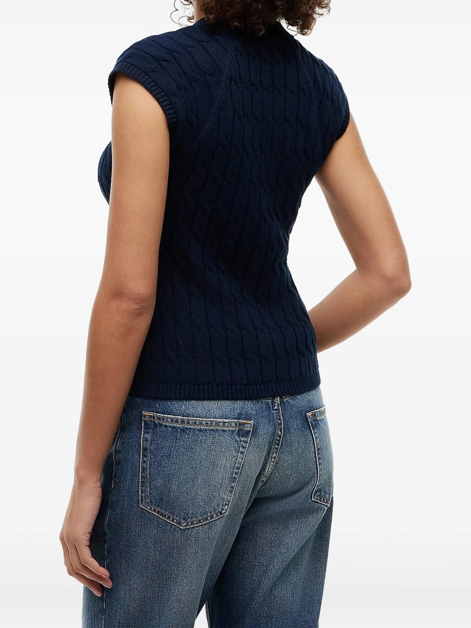 Кардиган TOMMY HILFIGER Cable-knit sleeveless cardigan, размер S, blue — фото 1