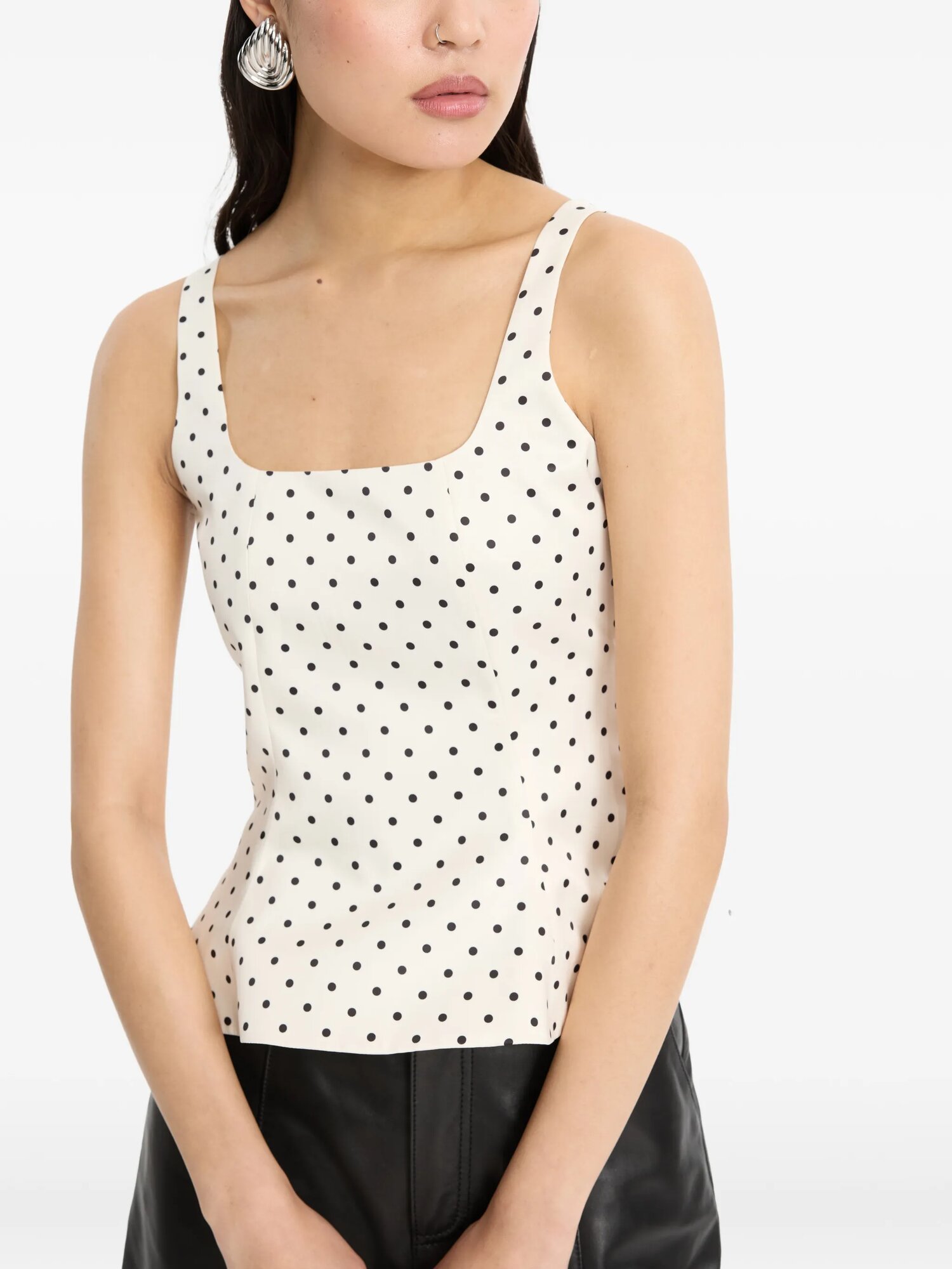 Топ ROTATE Polka dot sleeveless top, размер 38, white — фото 1