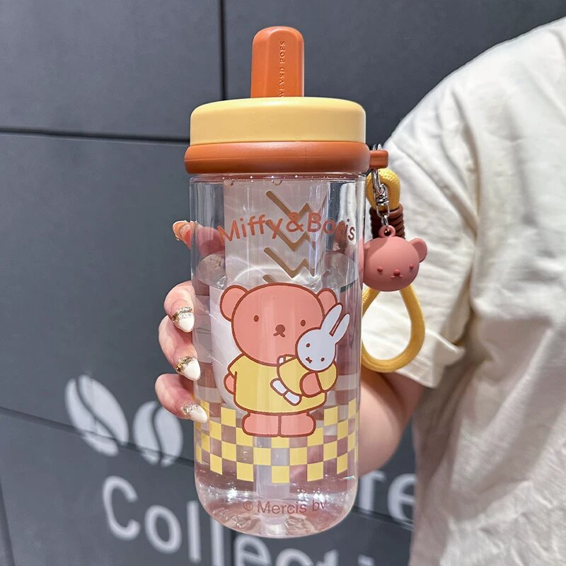 Кружка Miffy Rabbit Желтая 600 мл с трубочкой Tritan с фильтром, без BPA, прочная для детей