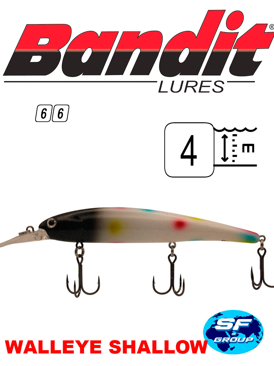 Воблер Bandit Walleye Shallow 12 см 17,5 гр заглубление 4м #66