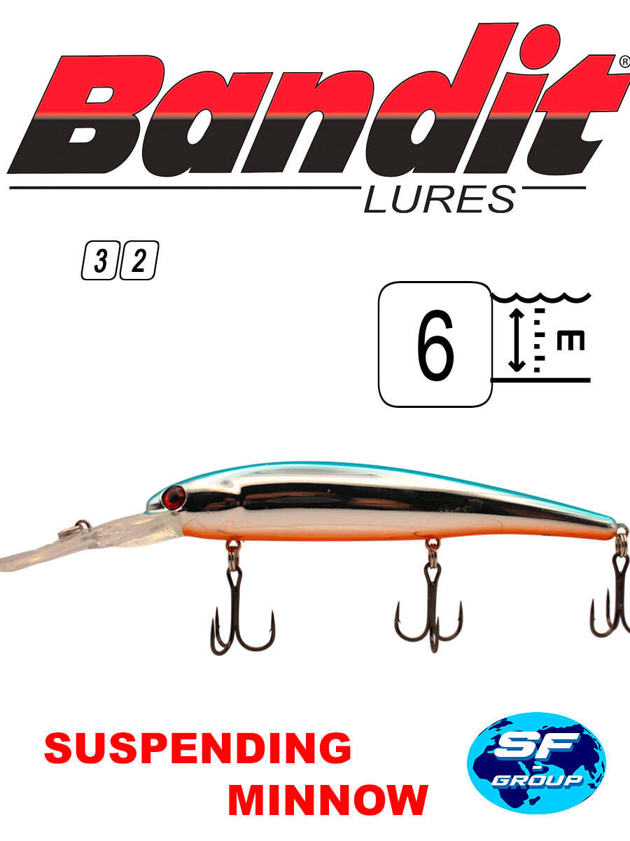 Воблер Bandit Suspending Minnow 12 см 20,6 гр заглубление 6м #32
