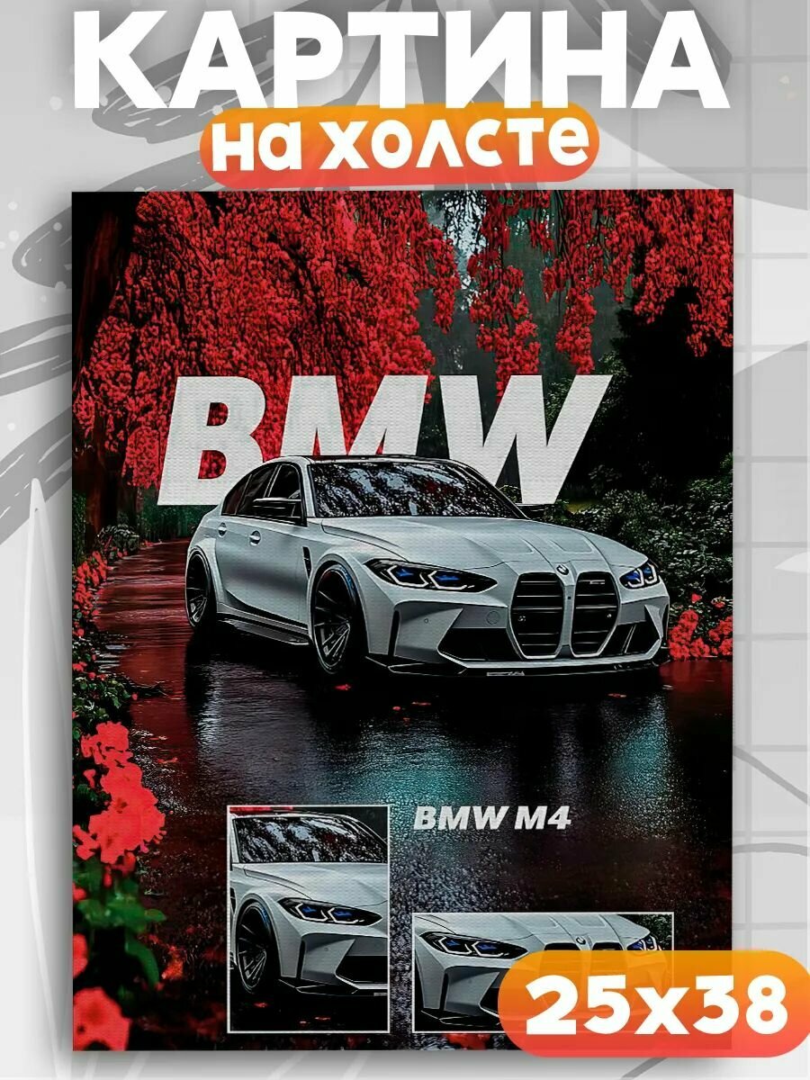 Картина на стену авто Bmw, на подрамнике, 1шт, 38х25 размер.