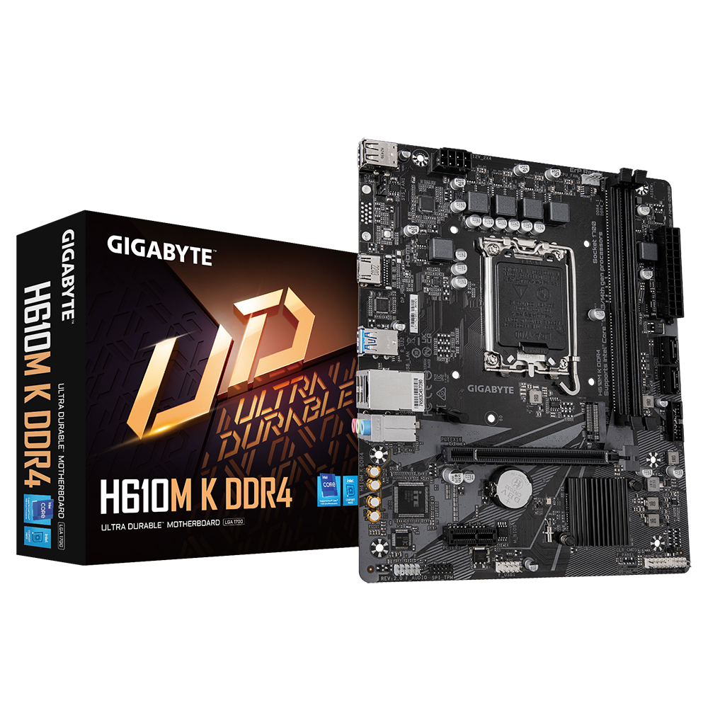 Материнская плата Gigabyte H610M K DDR4 rev. 2.0, LGA 1700, Intel H610, mATX, retail