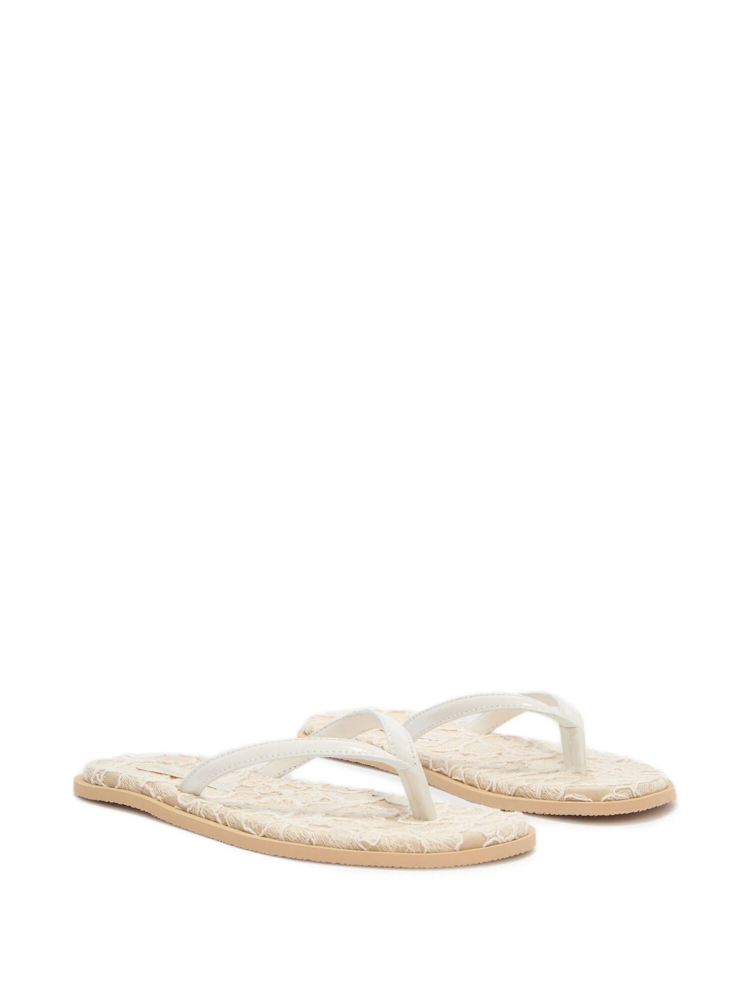 Шлёпанцы Ermanno Scervino Laced flip flops, размер 38, бежевый/белый — фото 1