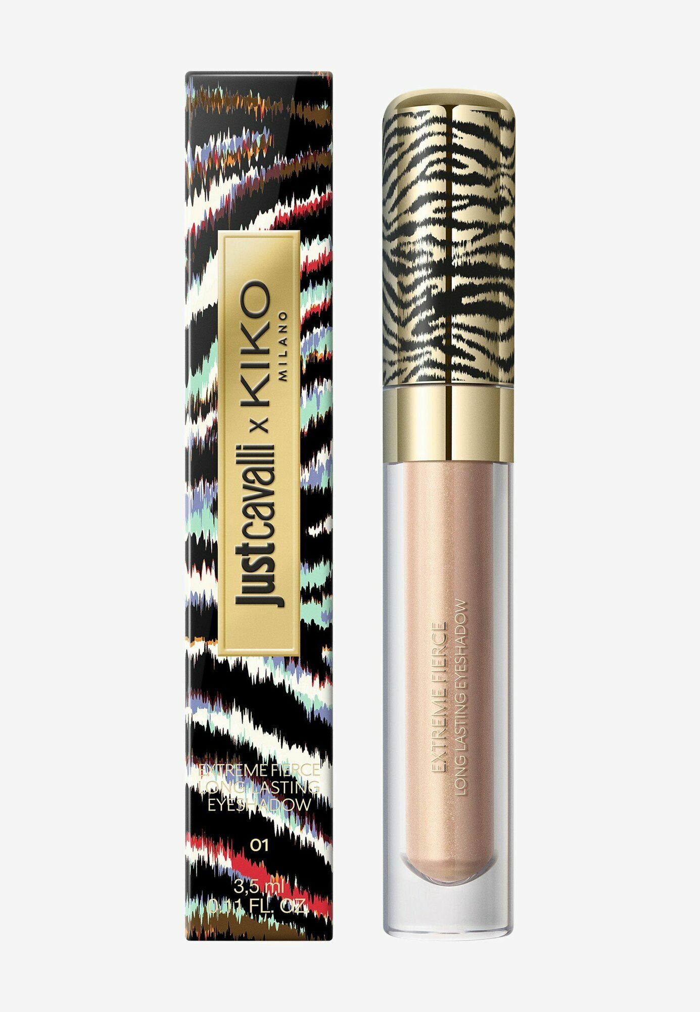 Just Cavalli x Kiko Milano Супер стойкие тени для век Extreme fierce long lasting eyeshadow, 3,5 мл - 01 Golden Roar