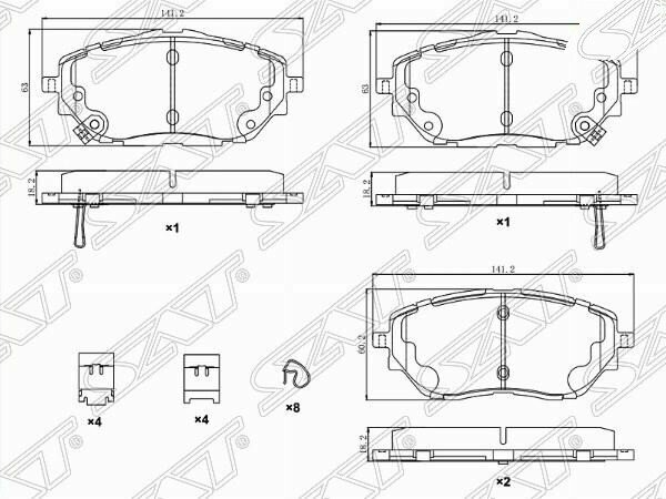 Колодки тормозные спереди SAT ST-04465-F4020 Toyota C-HR 16-23