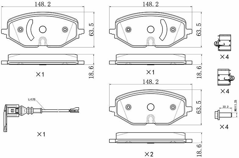 Колодки тормозные спереди SAT ST-28-0151 Audi A3 20- / Skoda Octavia 19-24