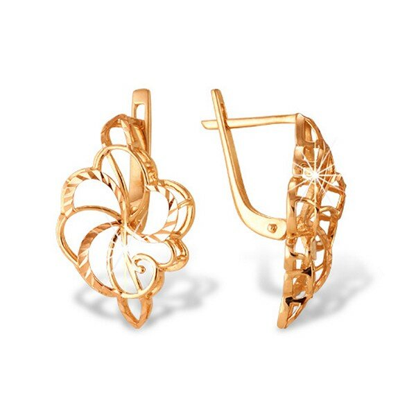 Серьги, красное золото, 585 проба