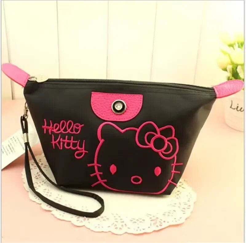 MINISO Дорожная косметичка Hello Kitty, пенал, сумка для хранения, в мультяшном стиле, большая вместимость, водонепроницаемая сумка из искусственной кожи, подарок для подруг,