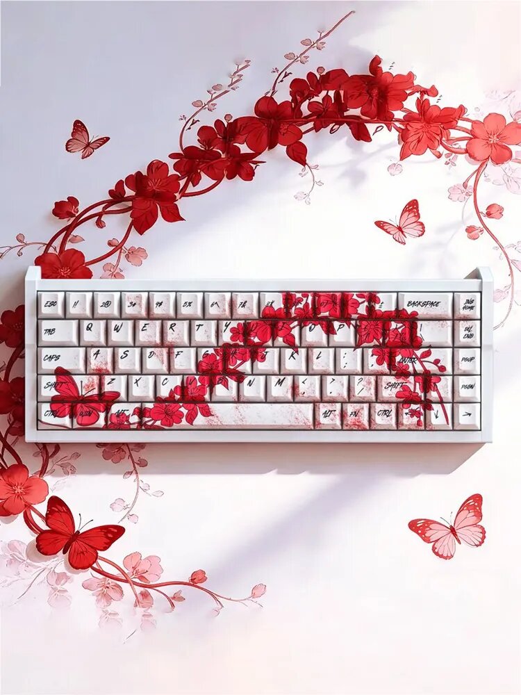 Клавиши Vanso Бабочка и Цветок (Диэ Лянь Хуа): профиль Cherry, материал PBT, совместимы с механическими клавиатурами 60%, 65%, 68%