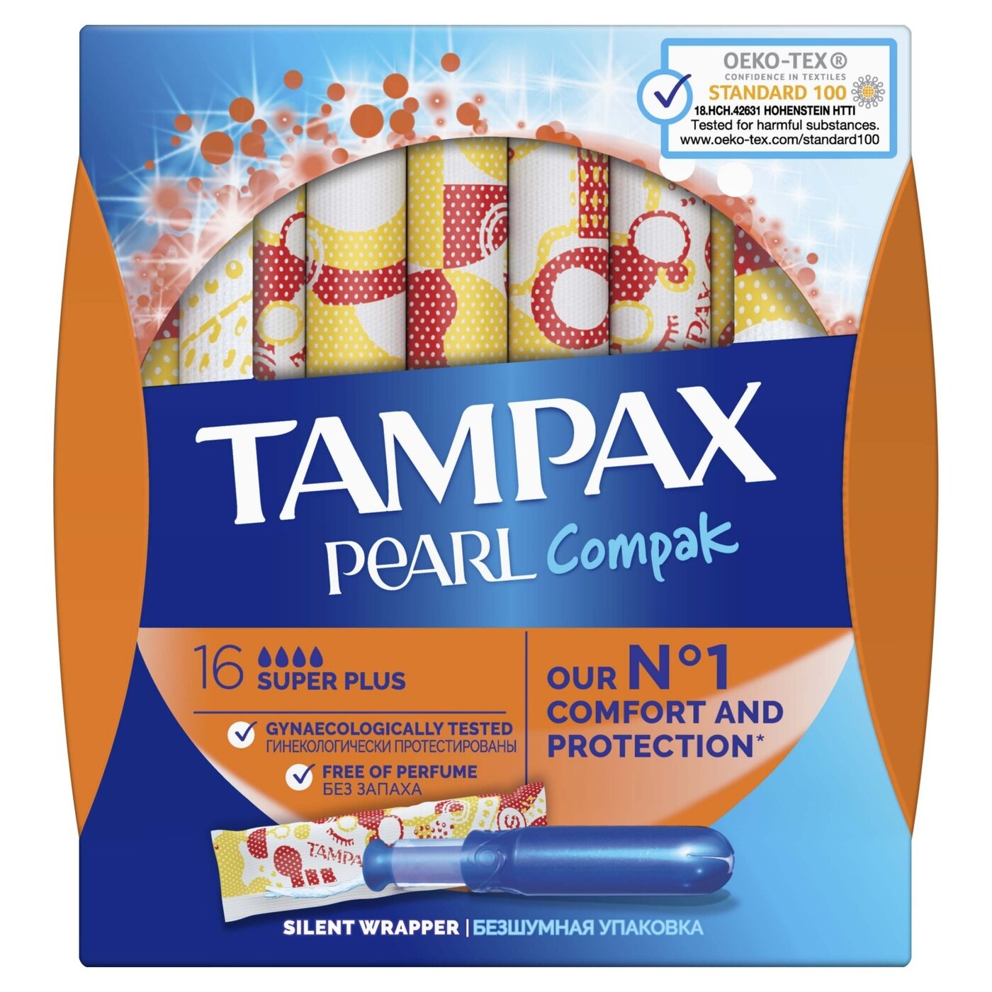 Тампоны Tampax Compak Pearl. гигиенические. с аппликатором. Super Plus Duo, 16 шт