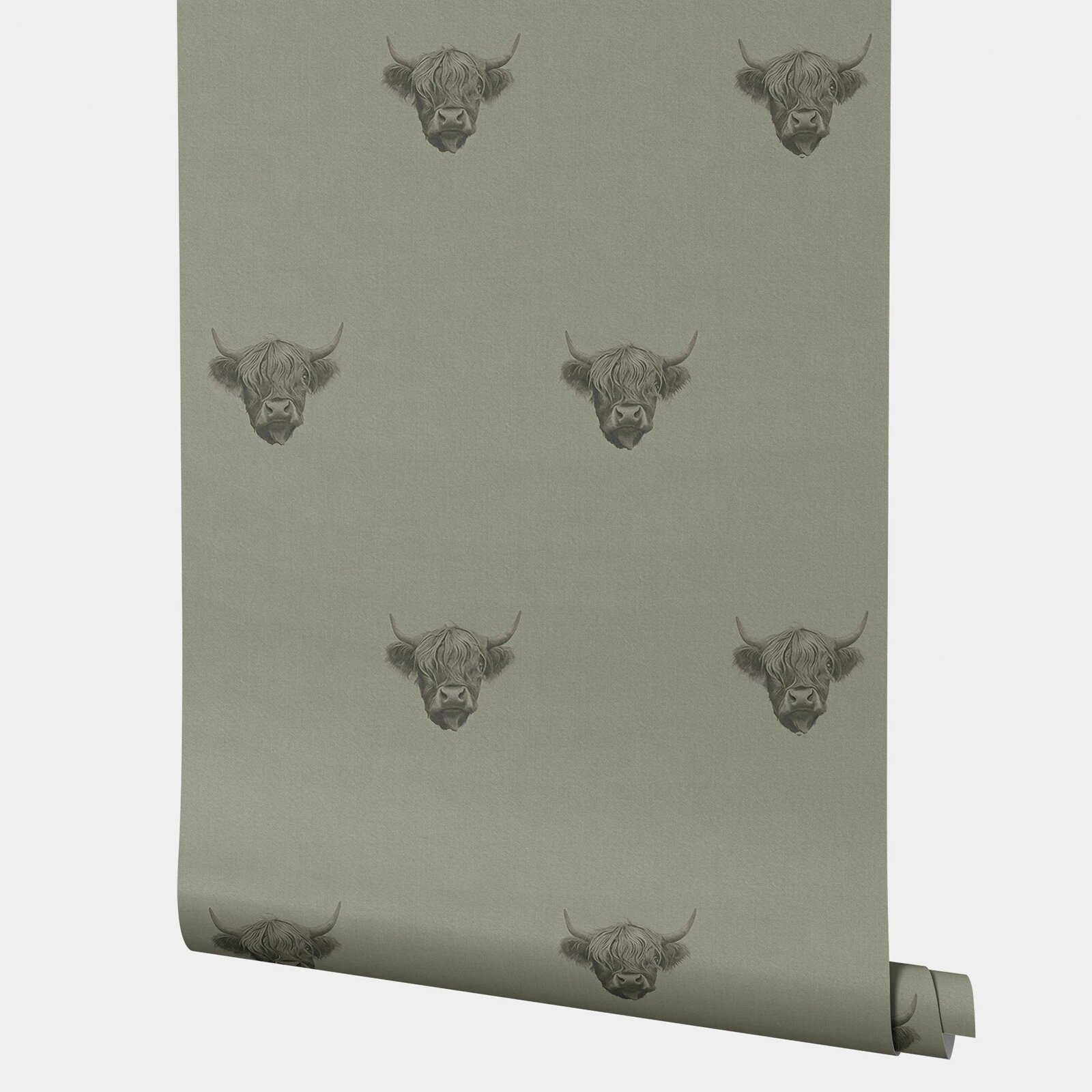 Обои Eovna "Голова коровы Хайленд", винтаж, цвет Tradional Non-Woven