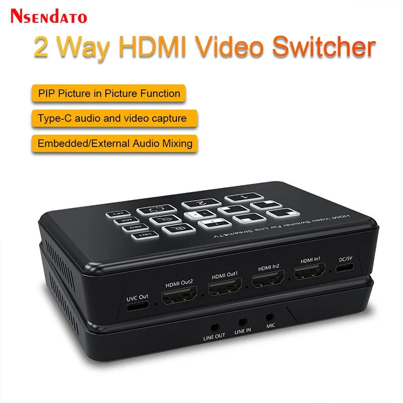 NSendato HDMI видео переключатель 2 входа 2 выхода