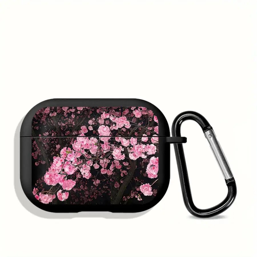 Чехол для AirPods Pro с вишней, черный, с карабином