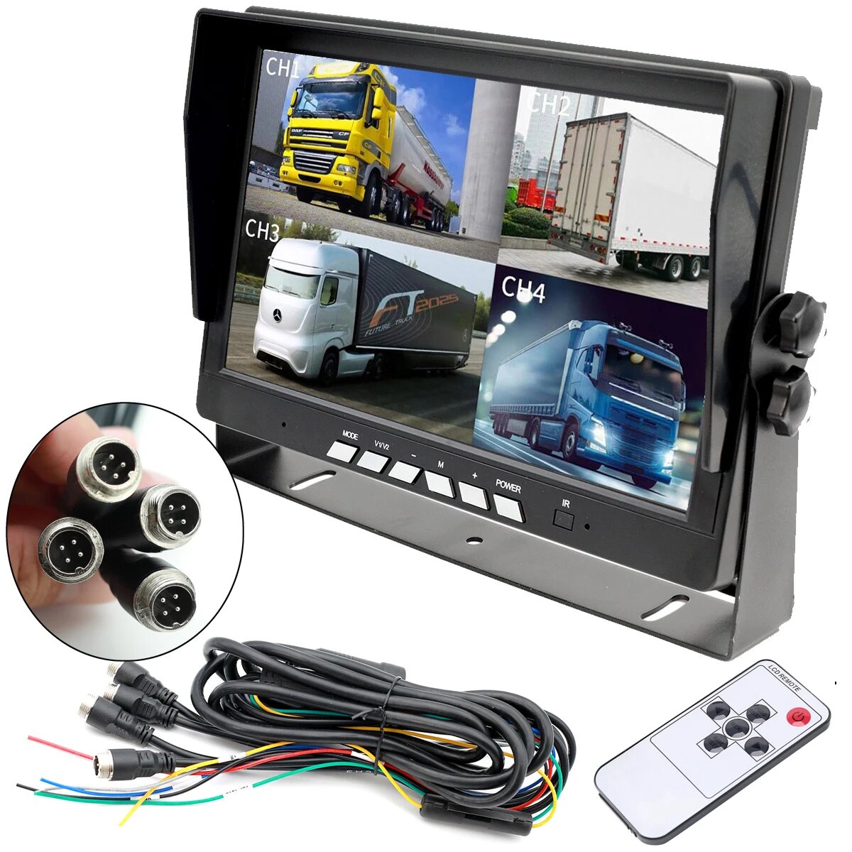 7-дюймовый TFT LCD монитор 800x480 с 4-канальным разделением экрана на 4 части, 4-контактный U704H5