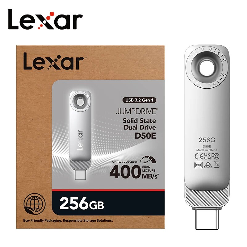 Флешка Lexar JumpDrive Solid State Dual Drive D50E USB 3.2 128/256/512 ГБ 512 ГБ — фото 1