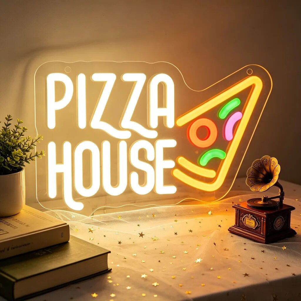 Неоновая вывеска Pizza House, 25x17cm