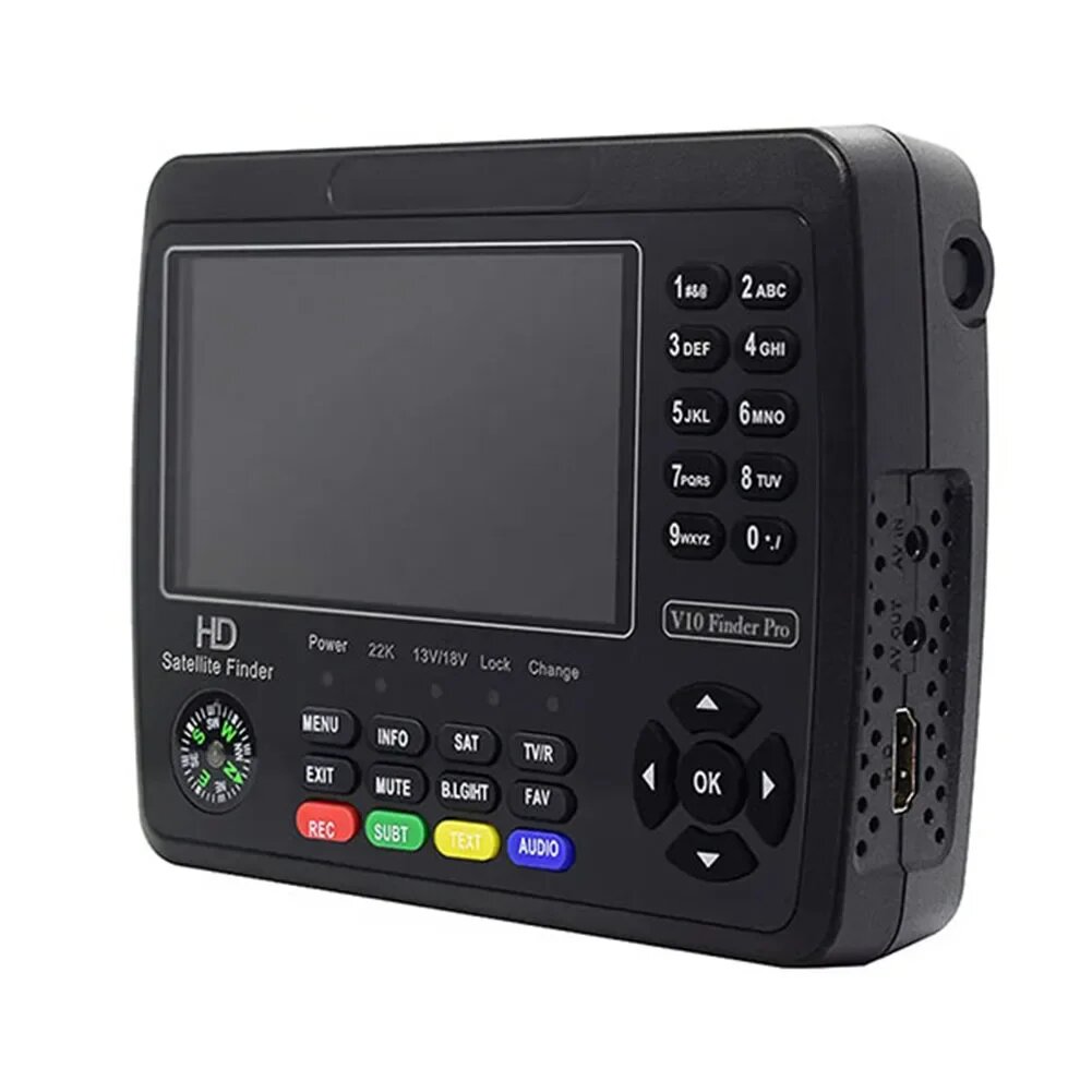 Цифровой измеритель-сатфайндер V10 с Full HD и LCD-дисплеем 1080P, поддерживающий стандарты DVB-S, X, T, T2, C и декодирование видео H.265