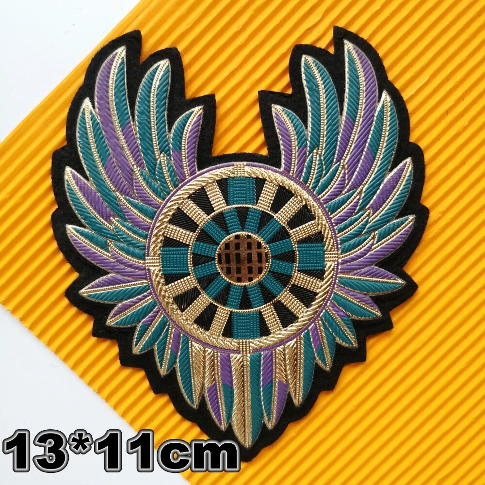 Нашивка бирюзовая с крыльями 13*11 см