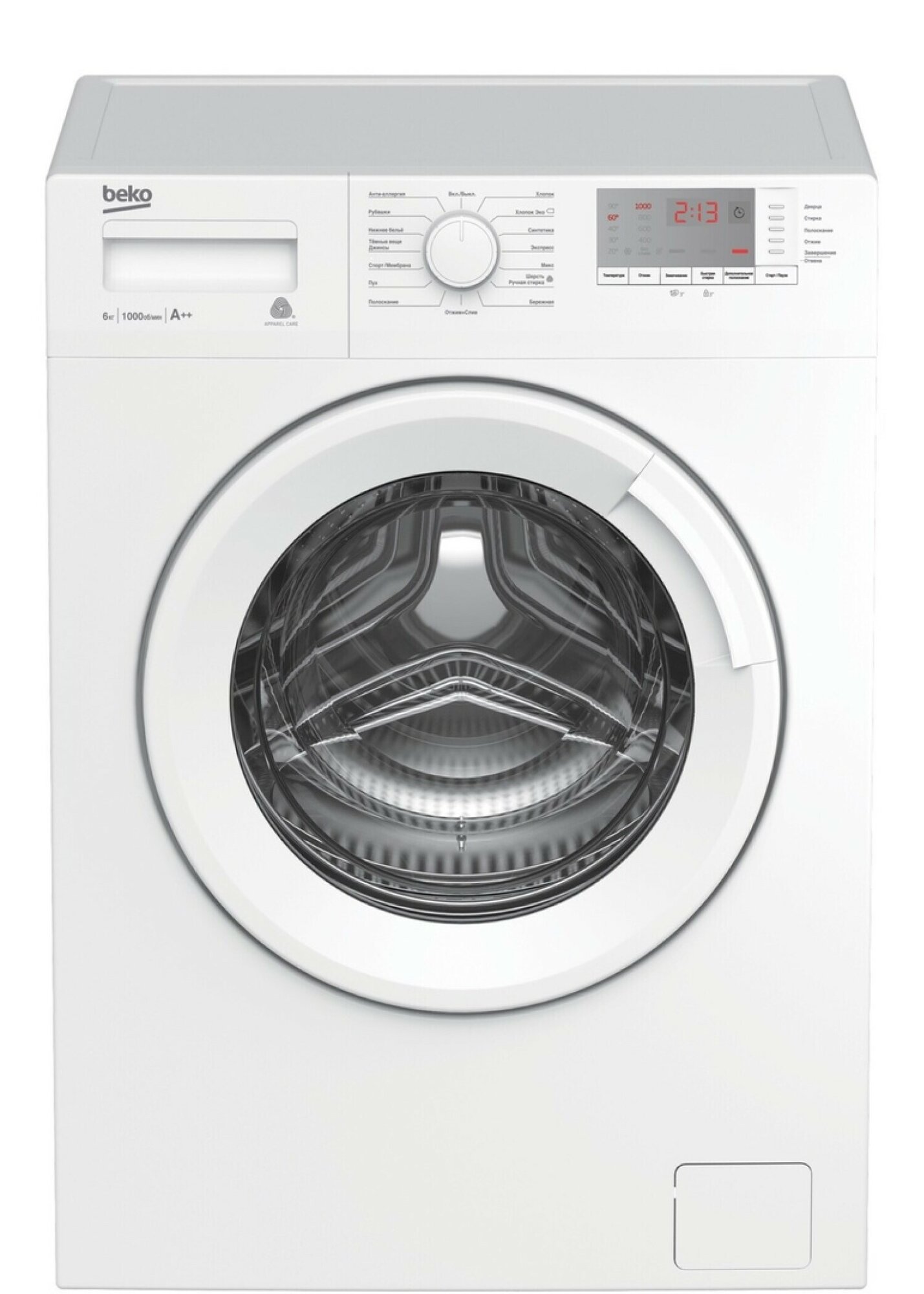 Стиральная машина Beko WRE6512BWW, 60 см, 6 кг, с 15 программами, программой быстрой загрузки и блокировкой управления