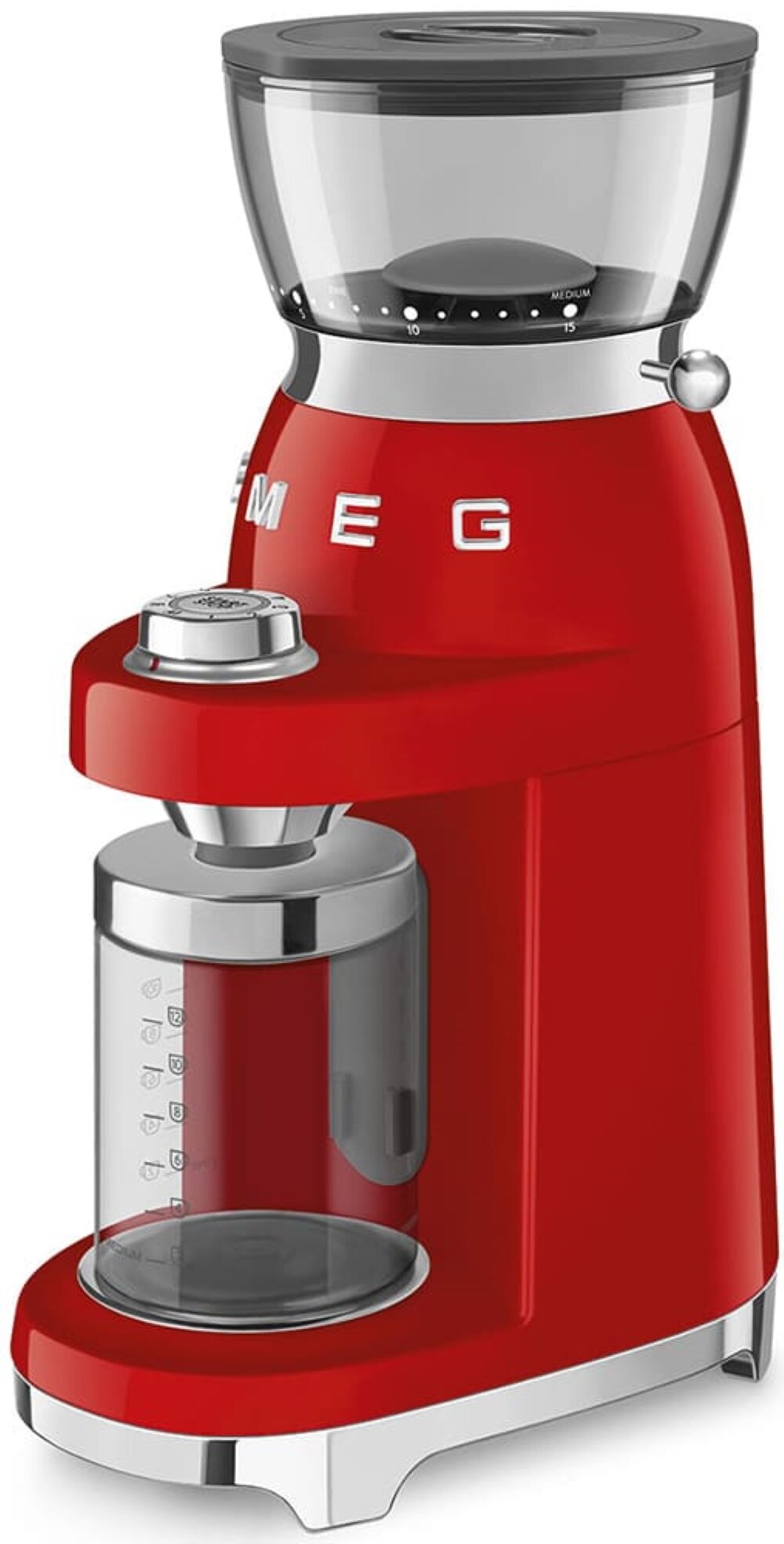 Кофемолка Smeg Style 50 CGF03RDEU, красная, нержавеющая сталь/пластик, 240г