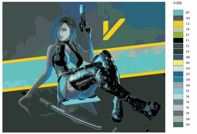 Картина по номерам V-252 "Киберпанк Cyberpunk 2077. Valerie (V) (женская ипостась)", 40x50 см
