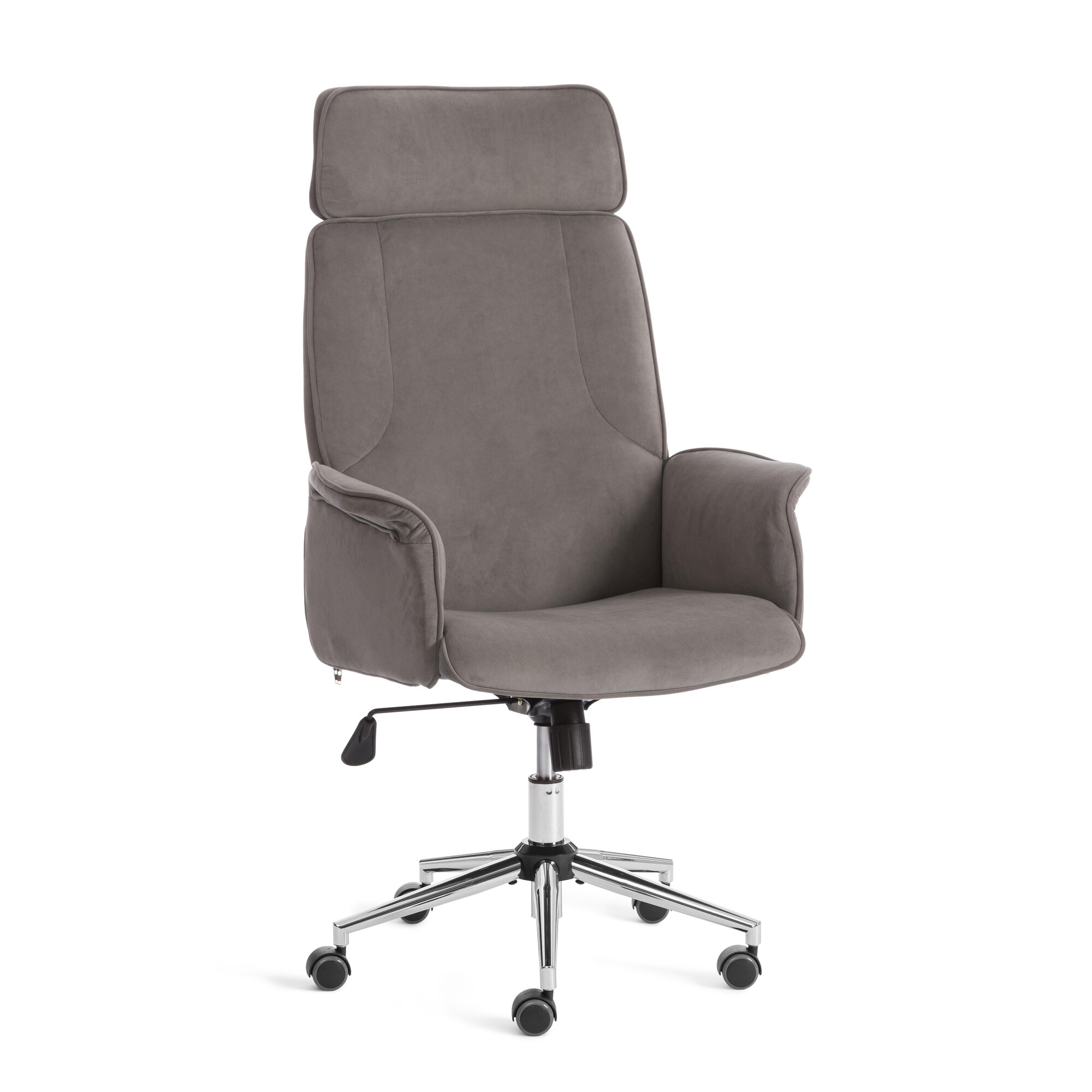 Кресло компьютерное TetChair Шарм/Charm, обивка флок, серый цвет, регулировка высоты и наклона, подголовник, до 120 кг