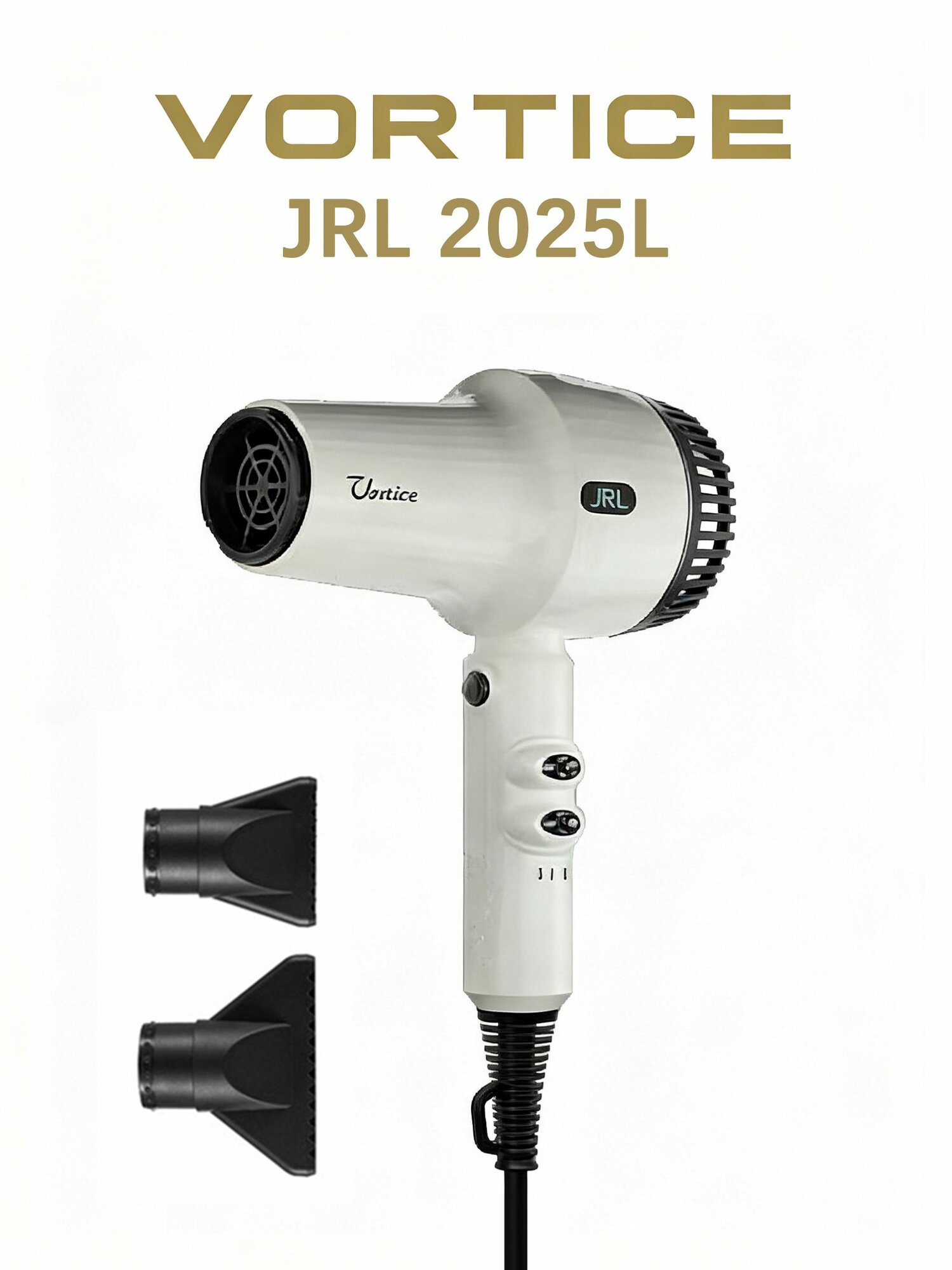 JRL Фен для волос 2025L 2500 Вт, скоростей 2, кол-во насадок 2, белый, черный