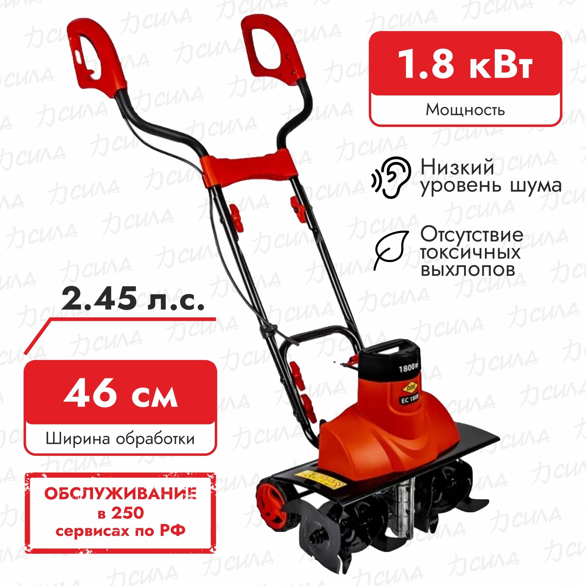 Электрический культиватор DDE EC1800, 1800 Вт, 230 В, 13 кг, 200 об/мин, 793-114
