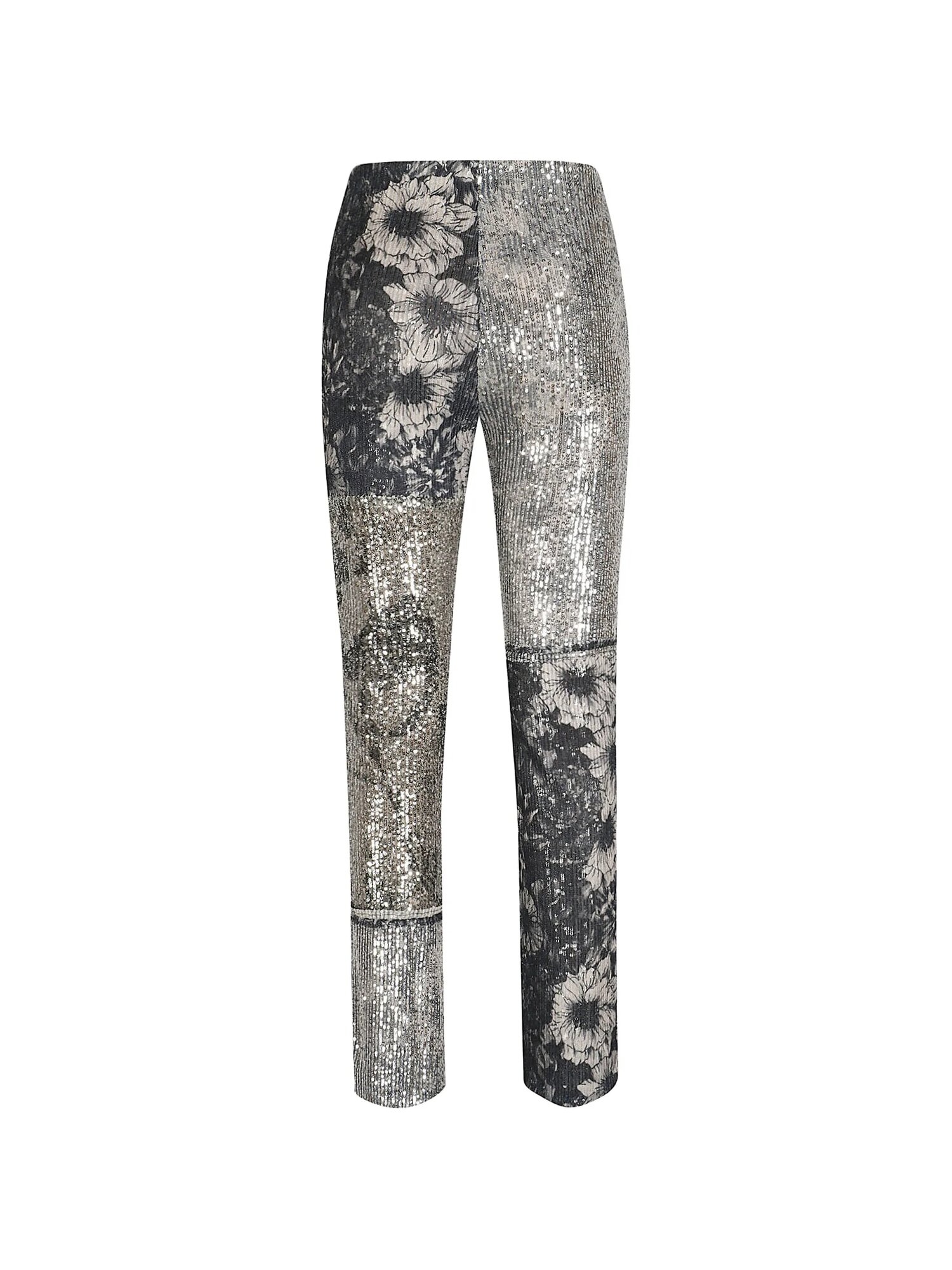 Брюки Maison Margiela Sequin-embellished patchwork trousers, размер 38, серебристый — фото 1