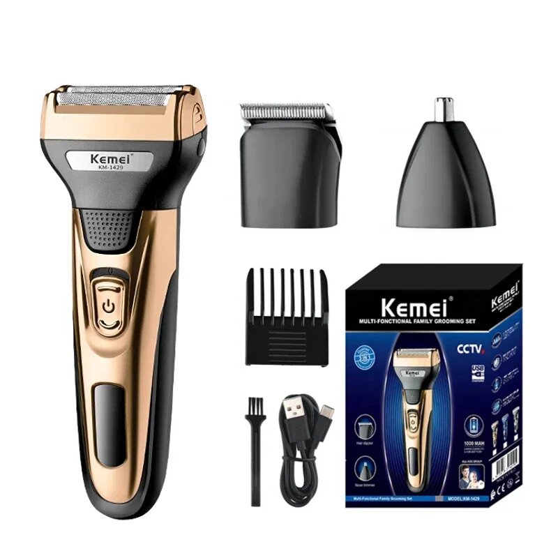 Электробритва Kemei KM-1429 Gold с коробкой
