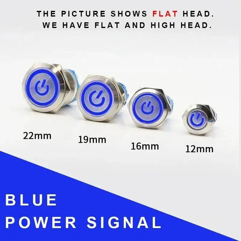 Металлический кольцевой кнопочный переключатель SBLSBR 16 мм 16mm High-Self Lock, Blue Power, 220V