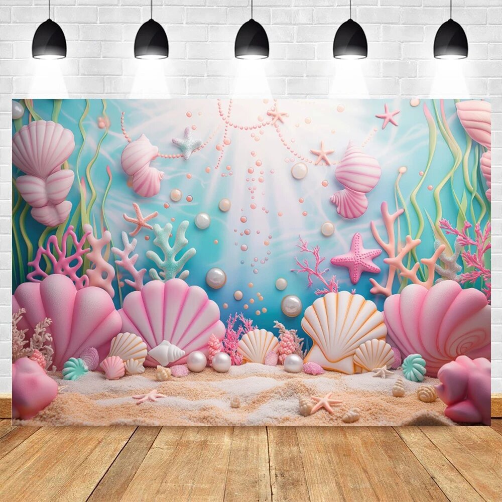 Фотофон «Принцесса-русалка» SHUOZHIKE муслин Розовый, Vinyl 220x150cm, NWH29615