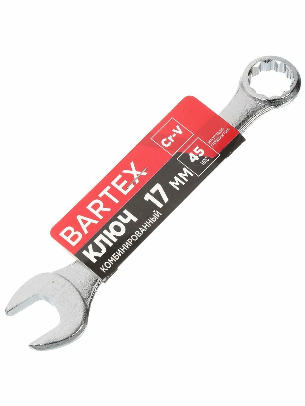 Ключ комбинированный Bartex 17 мм из CrV стали, надежный столярно-слесарный инструмент для ремонта и монтажа