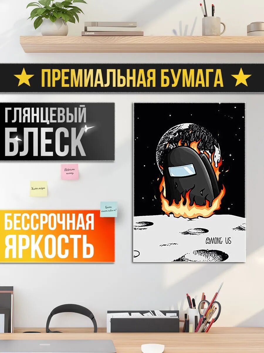 Постер на стену Among Us fire — фото 1